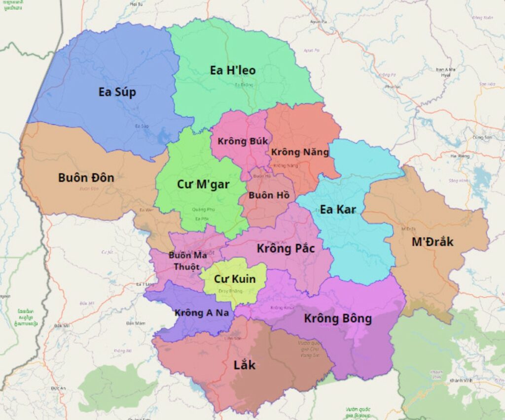 Bản đồ Đắk Lắk theo tỉnh, map quy hoạch tại địa phương