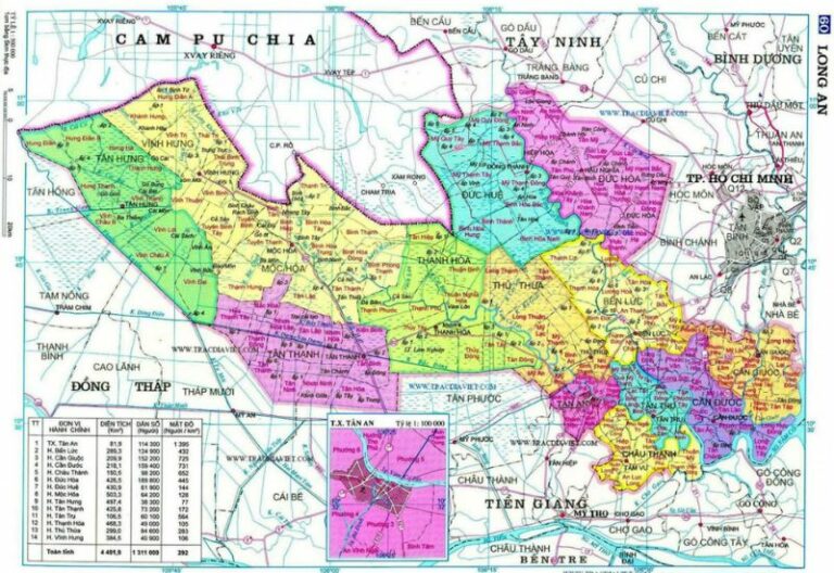 Bản đồ Long An hành chính, dân cư & vệ tinh chuẩn nhất